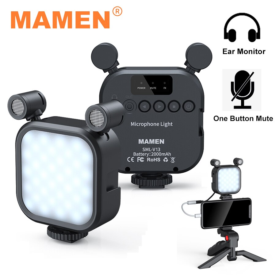 MAMEN V13 Broadcast Multi-Angle Stereo Microphone Lights - Khawaja Photos